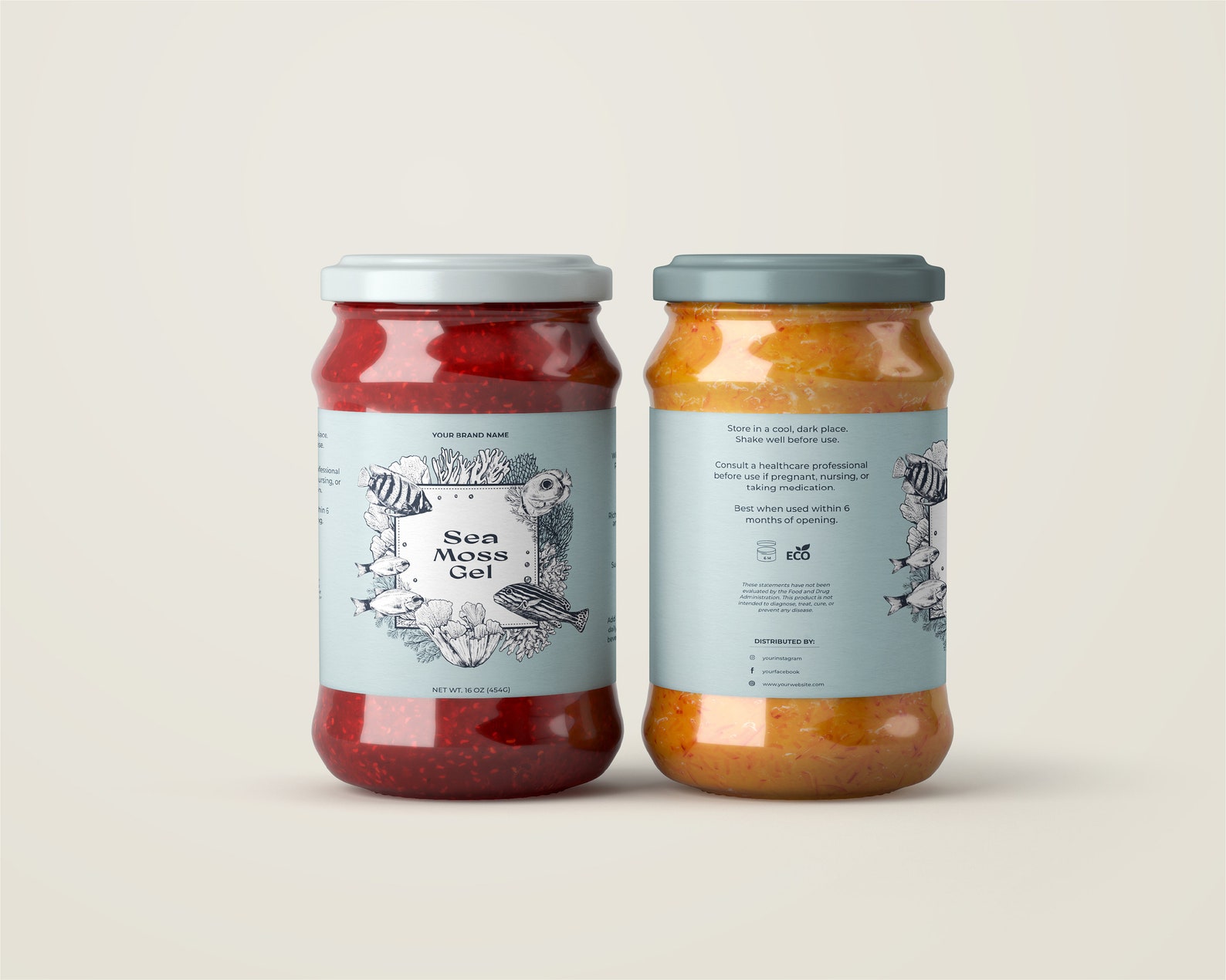 Editable Sea Moss Gel Label Template, Printable Superfood Supplement ...