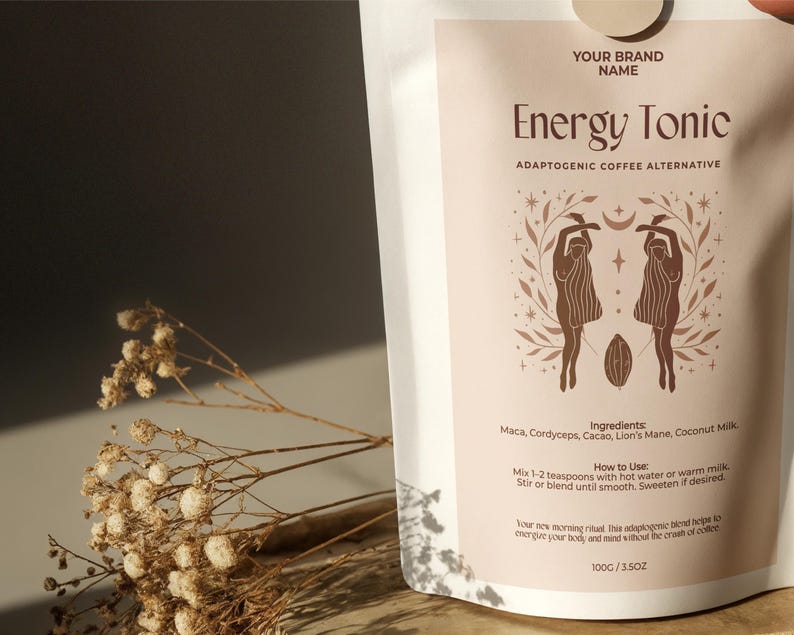 Editable Adaptogenic Powder Blend Pouch Label Template | Printable ...