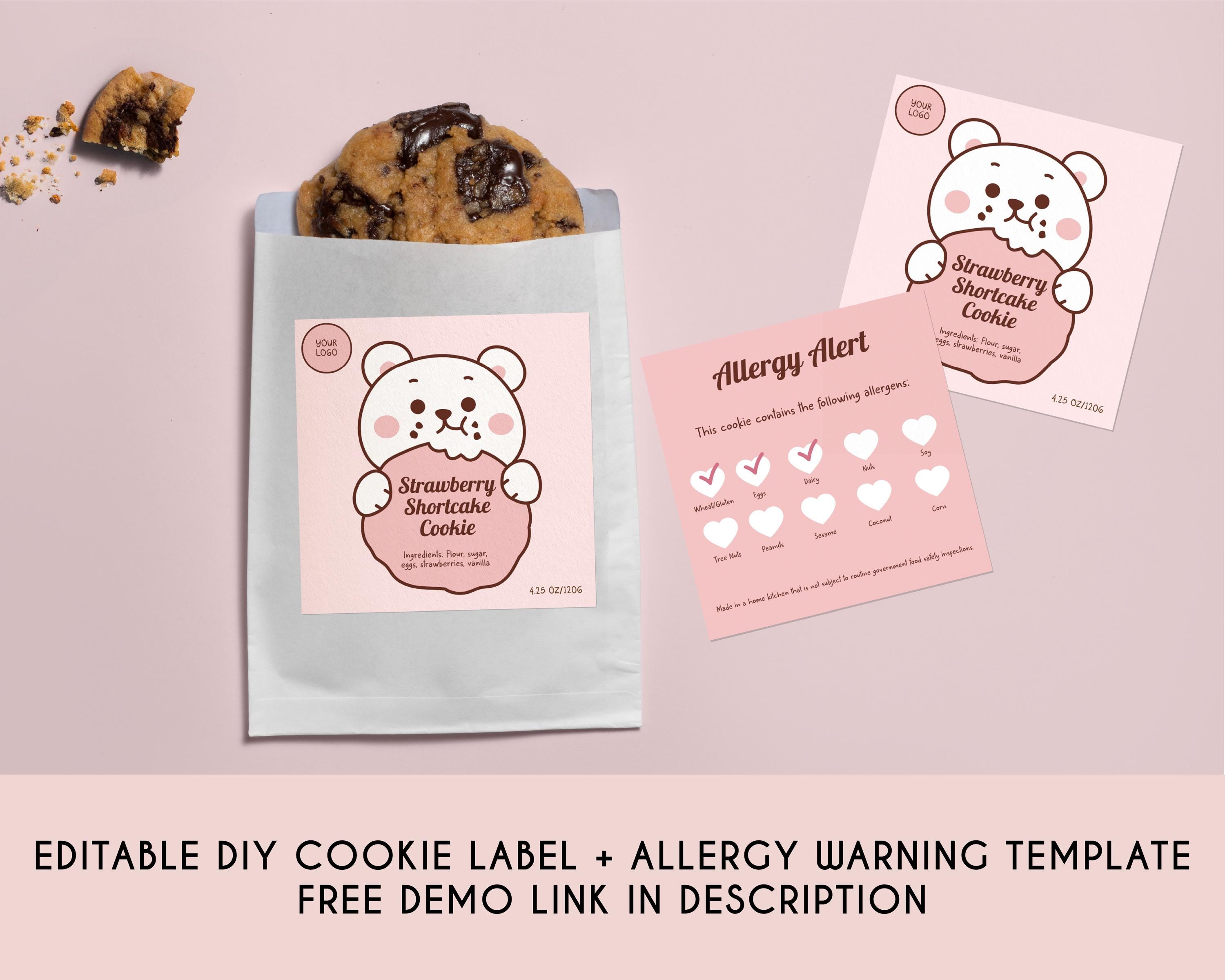 Editable Playful Cookie Label Template, Printable Custom Cookie Sticker ...