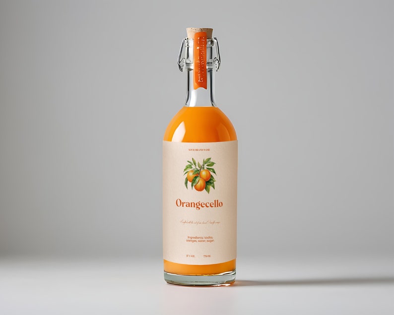 Editable Luxury Orangecello Bottle Label Template, Printable Homemade ...
