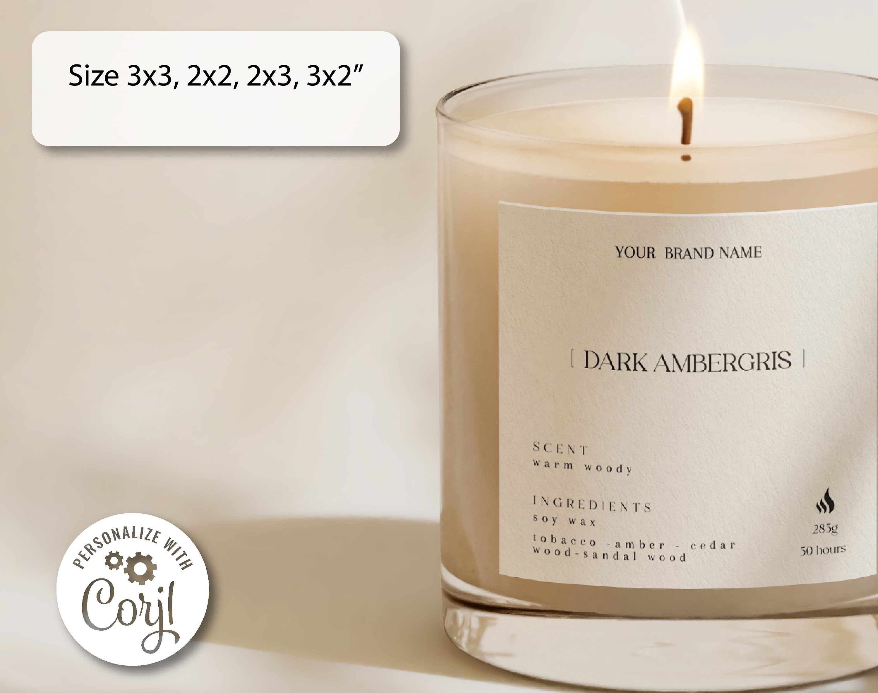 Editable Modern Candle Label and Candle Care Card Template, Minimalist ...