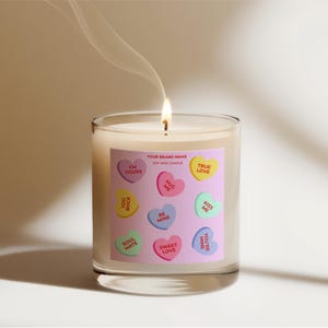 Editable Heart Candies Candle Label: Valentine’s Day Template (digital ...