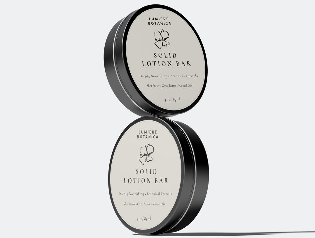 Editable Lotion Bar Label Template | Round Tin Skincare Packaging ...
