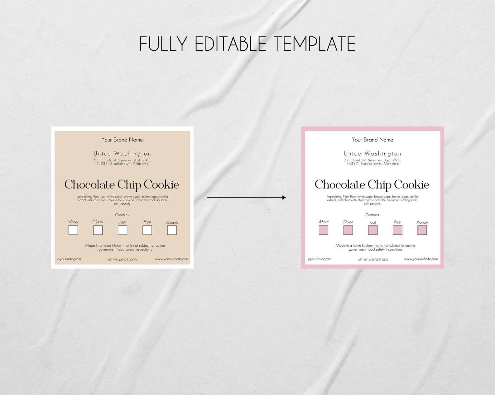 Editable Cottage Law Labels Template, Elegant Cookies Ingredients ...