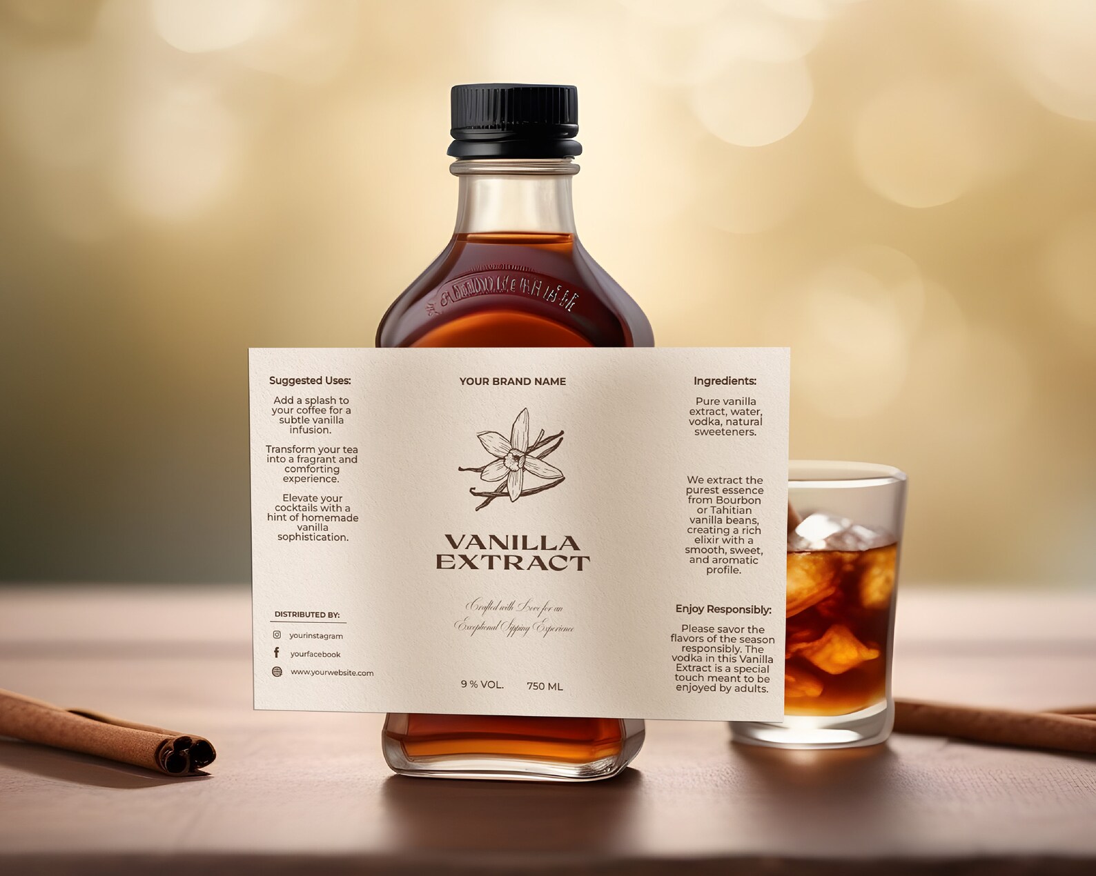 Minimalist Vanilla Extract Bottle Label Template (digital Download) - Etsy