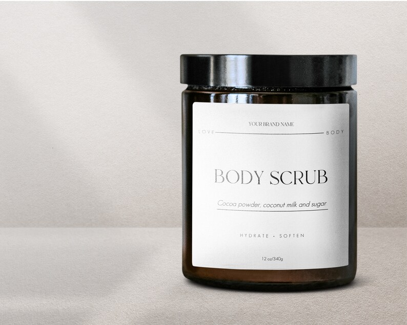 Editable Body Sugar Scrub Label Template, Minimalist Body Sugar Scrub ...
