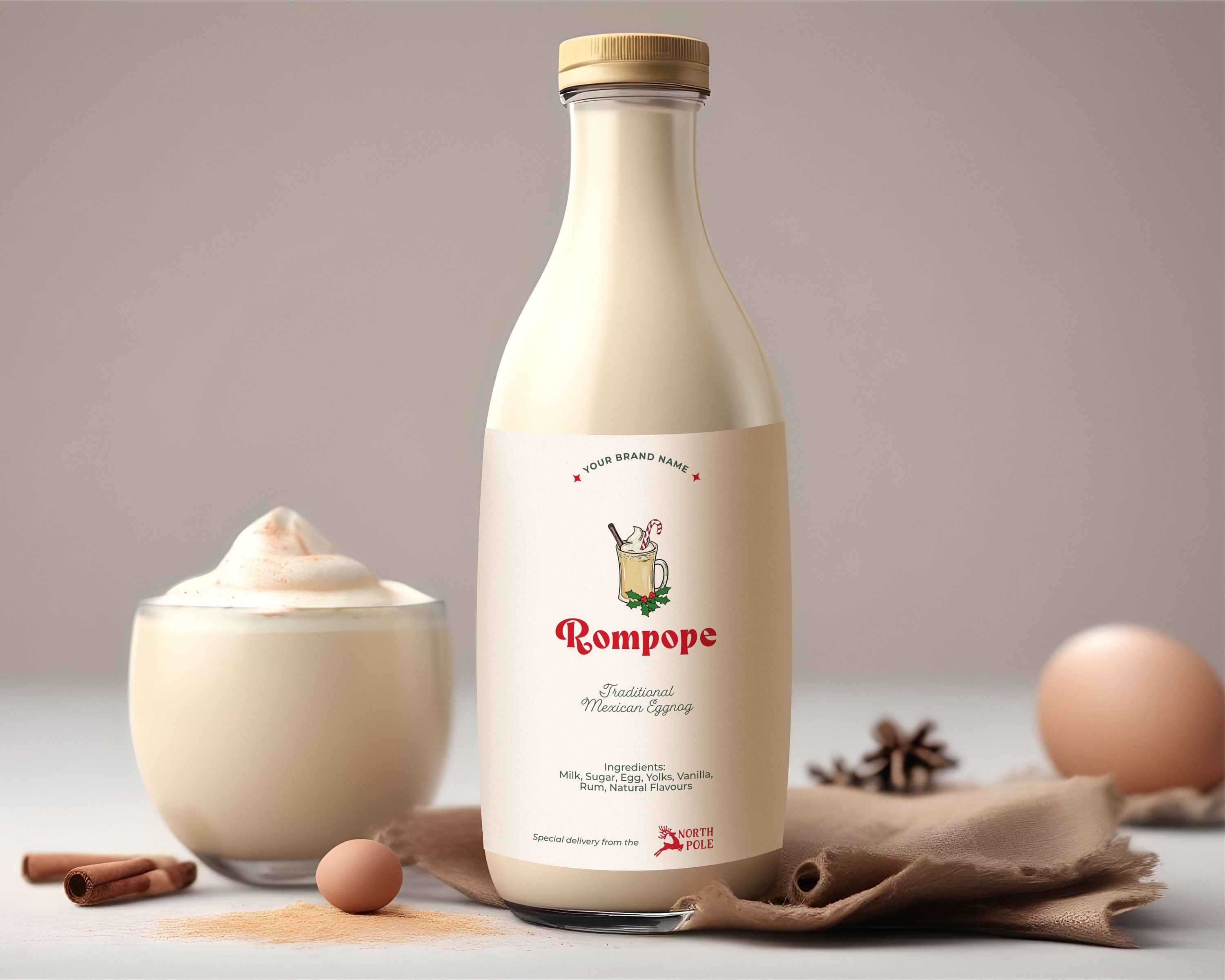 Editable Rompope Bottle Label Template, Printable Homemade Mexican ...