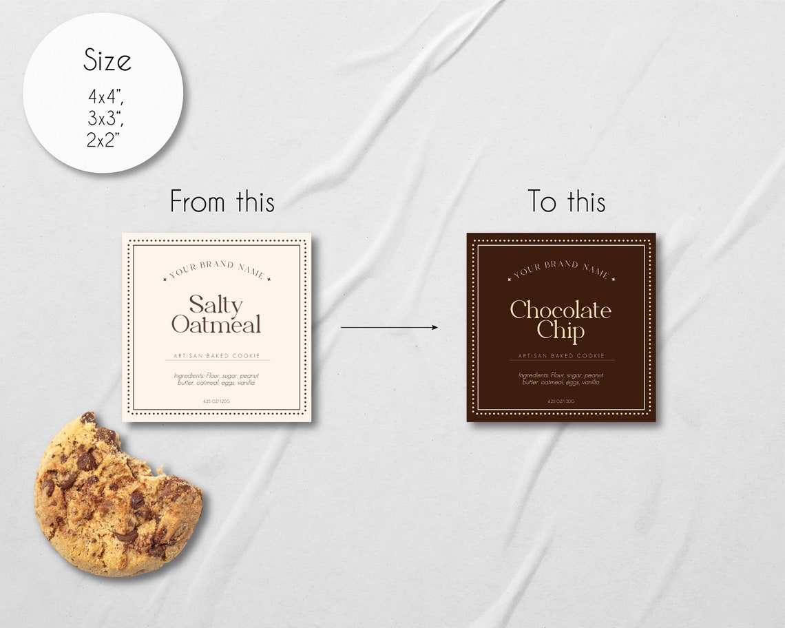 Editable Cookie Label Sticker Template, Custom Bakery Pastry Sticker ...