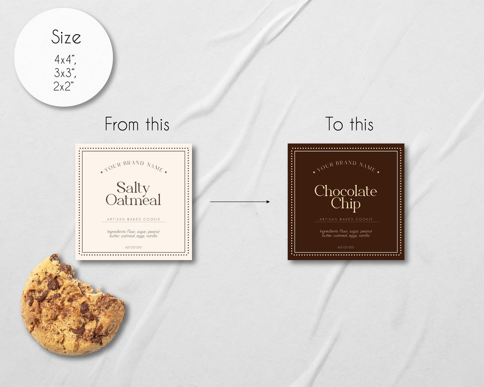 Editable Cookie Label Sticker Template, Custom Bakery Pastry Sticker ...