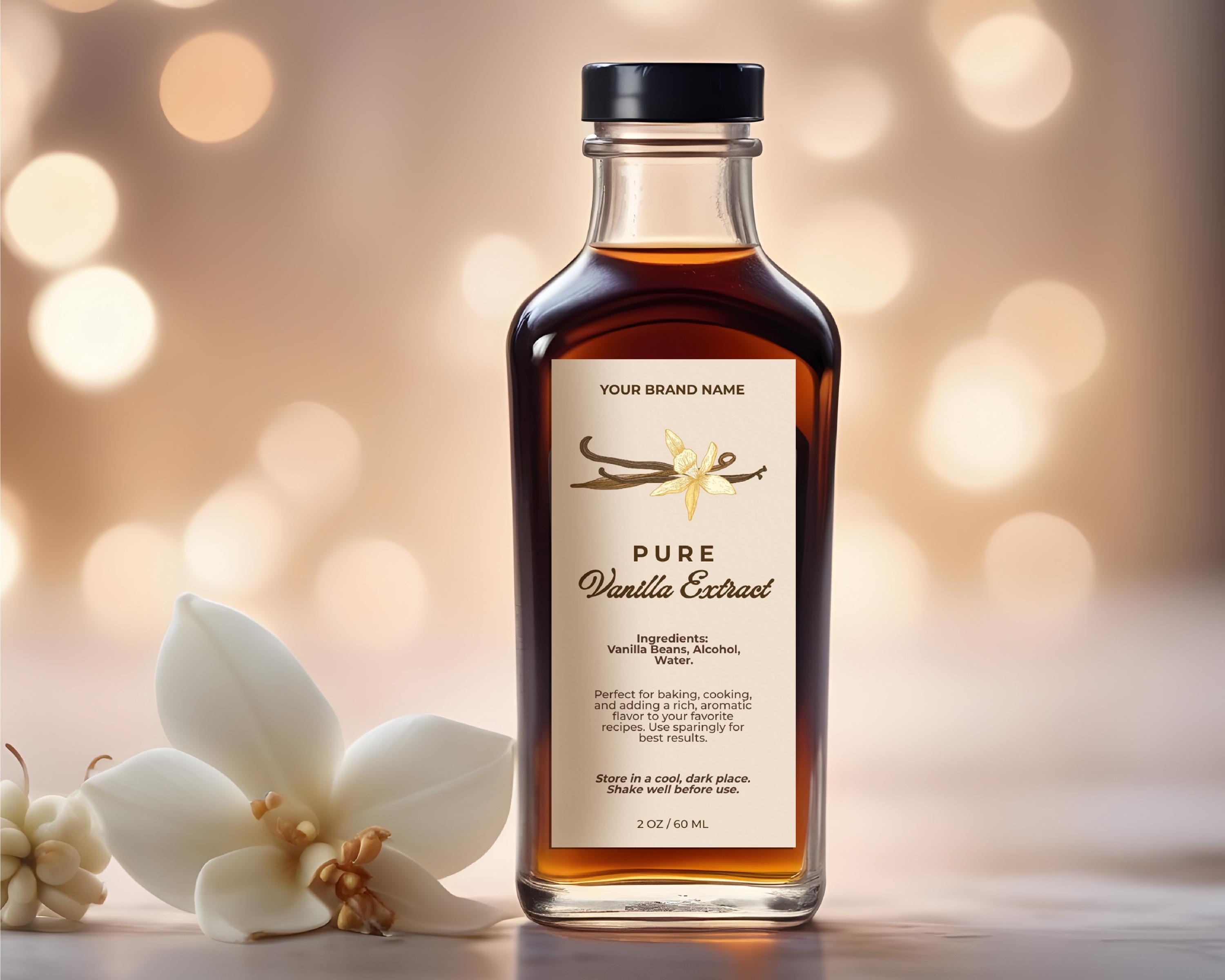 Editable Minimalist Vanilla Extract Bottle Label Template, Printable ...