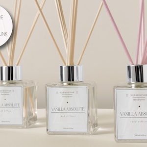 Editable Reed Diffuser Label Template: Minimalist Design (digital ...