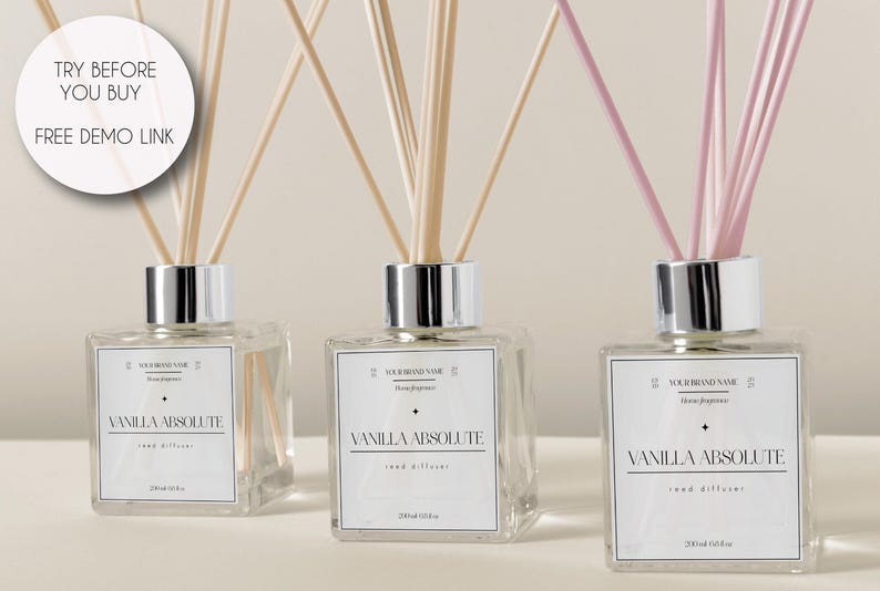 Editable Reed Diffuser Label Template: Minimalist Design (digital ...