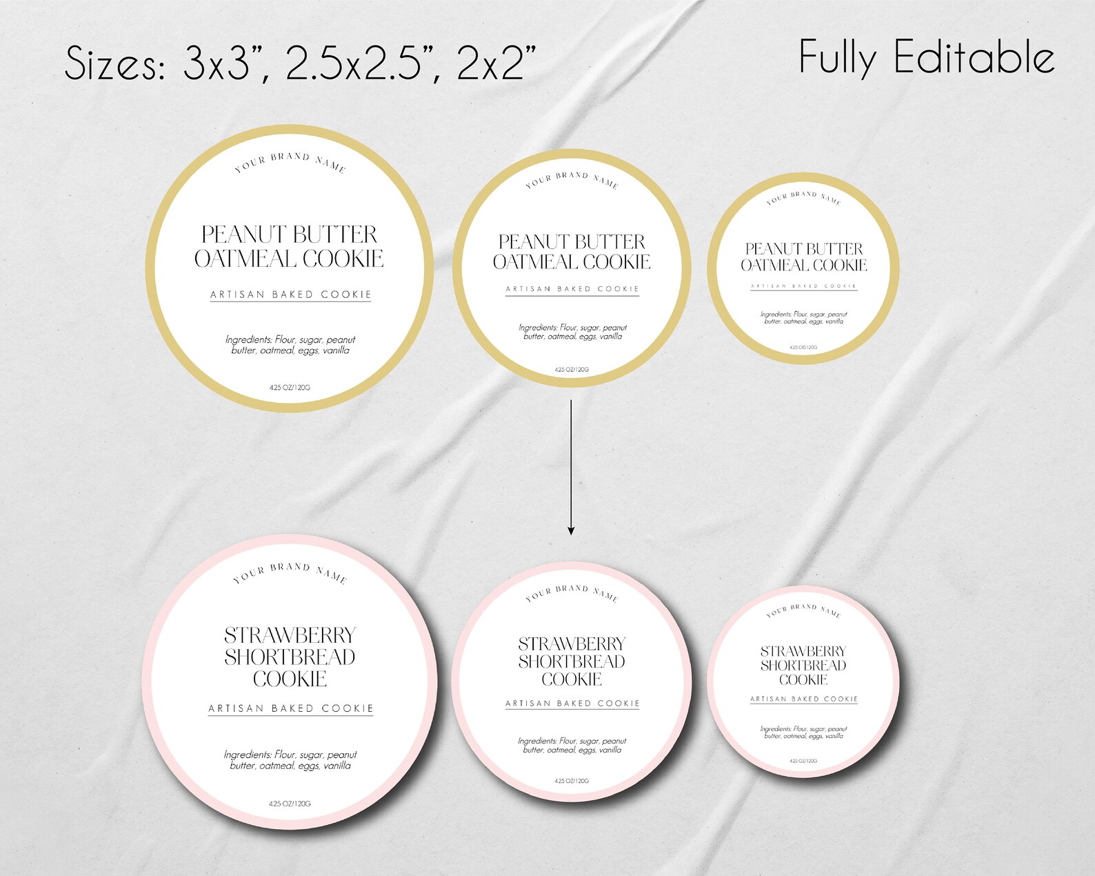 Editable Cookie Bakery Food Label Sticker Template, Custom Pastry ...