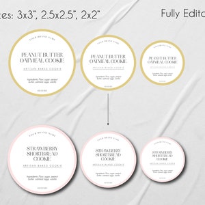 Editable Cookie Bakery Food Label Sticker Template, Custom Pastry ...