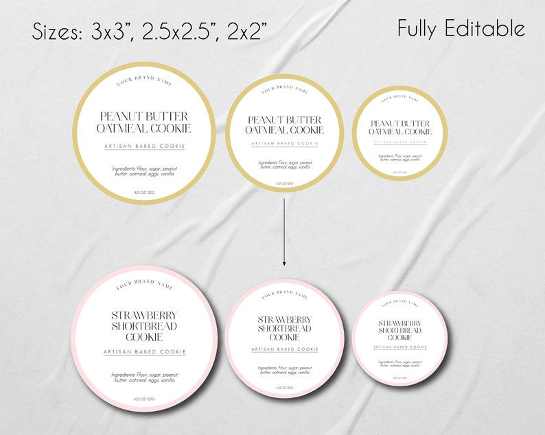 Editable Cookie Bakery Food Label Sticker Template, Custom Pastry ...