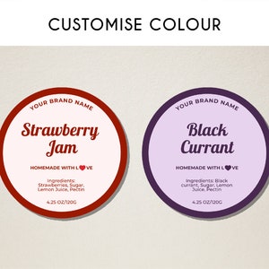 Editable Jam Canning Round Label Template: Homemade Food Sticker ...