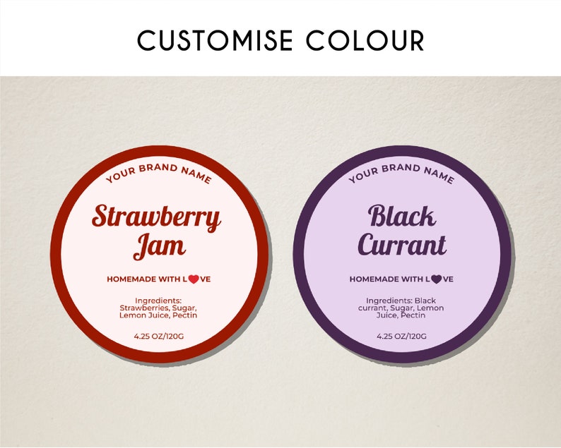 Editable Jam Canning Round Label Template: Homemade Food Sticker ...
