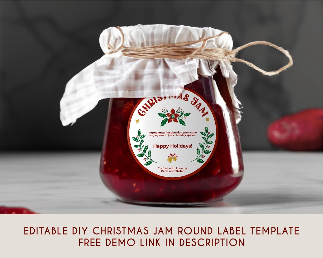 Editable Christmas Jam Round Label Template, Printable Homemade ...