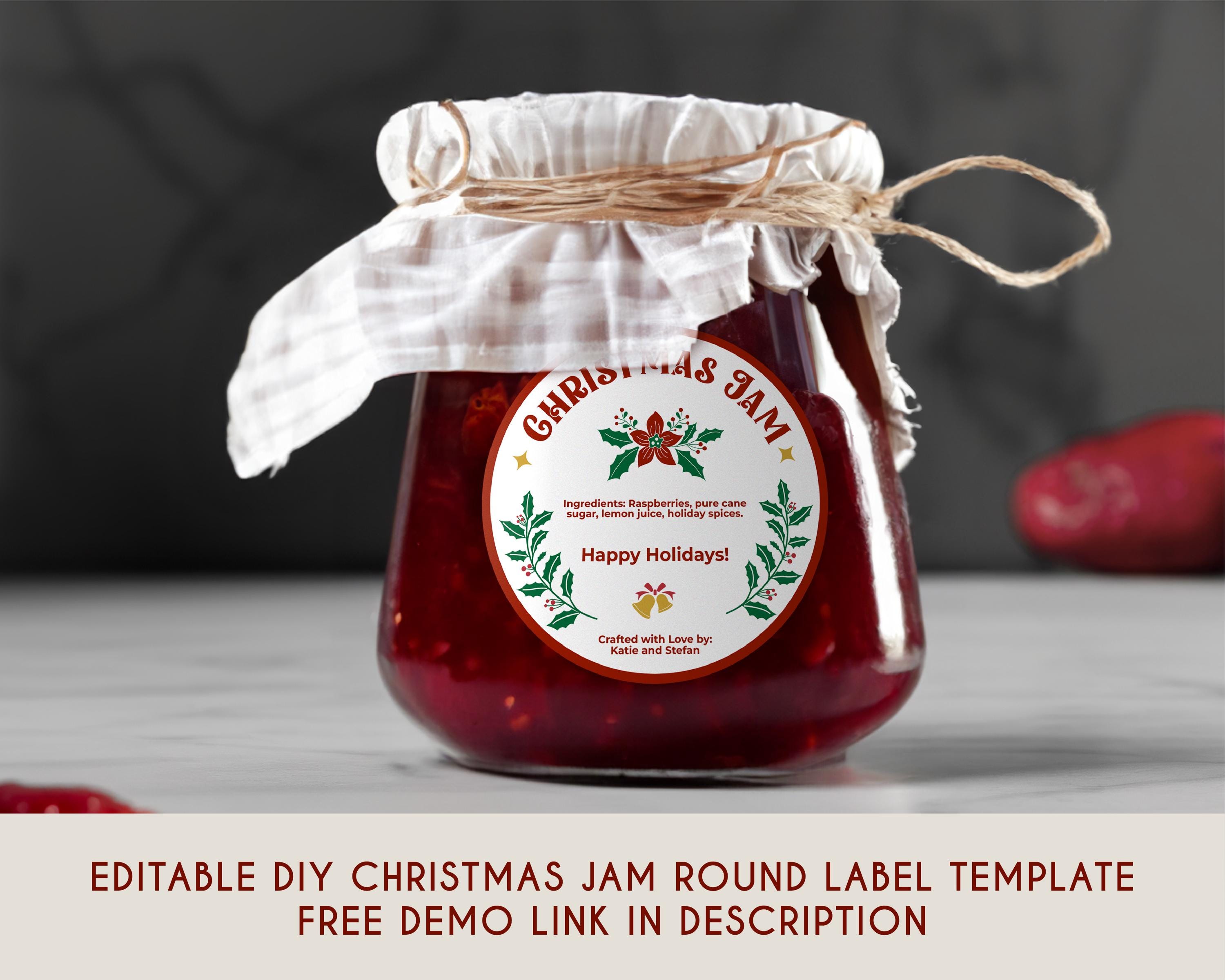 Editable Christmas Jam Round Label Template, Printable Homemade ...