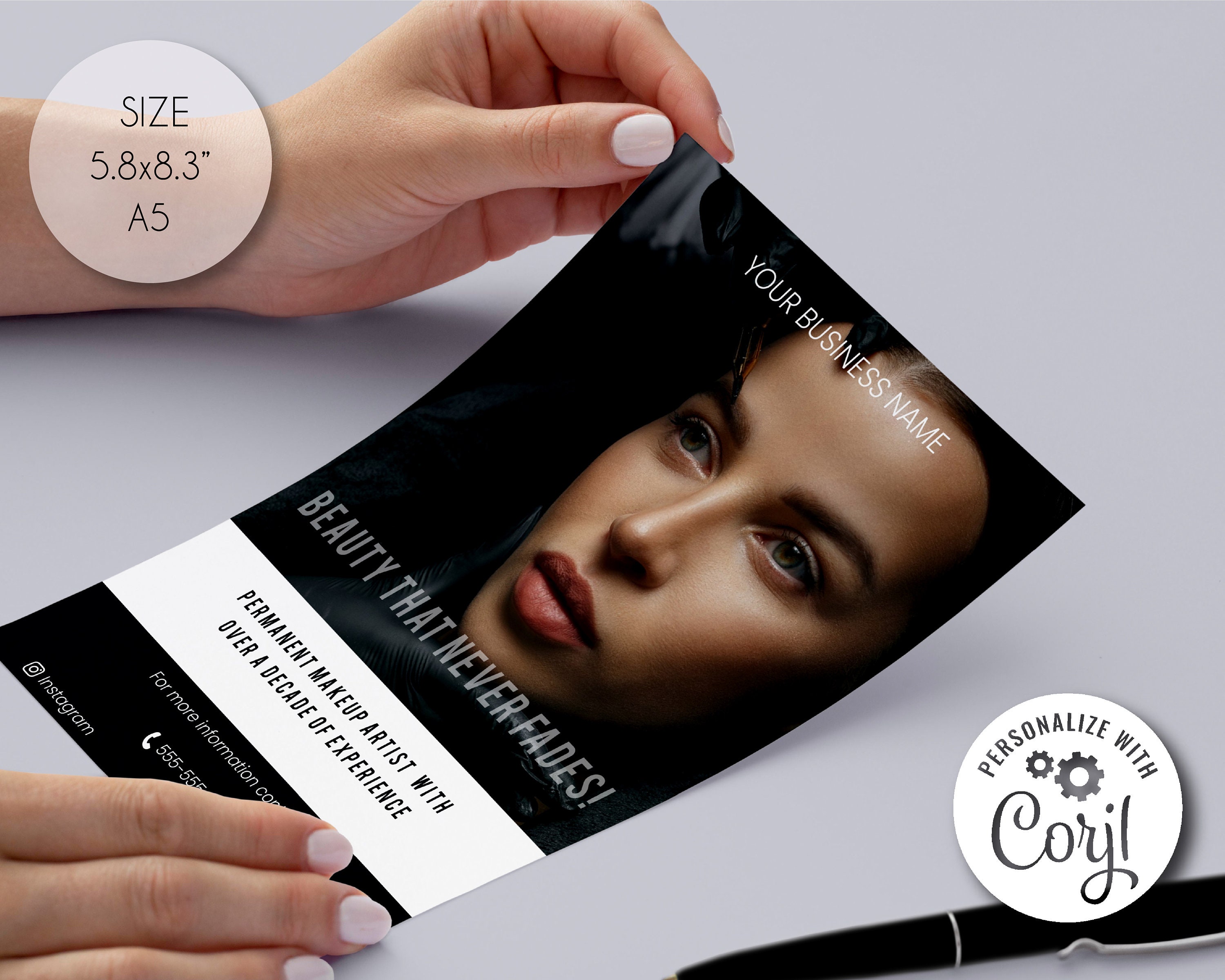 Editable Permanent Makeup Flyer Template: Minimalist PMU Promotion ...