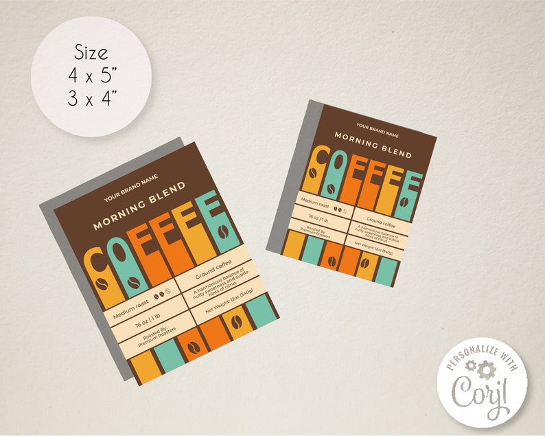 Editable Modern Coffee Bag Label Template, Printable Luxury Packaging ...