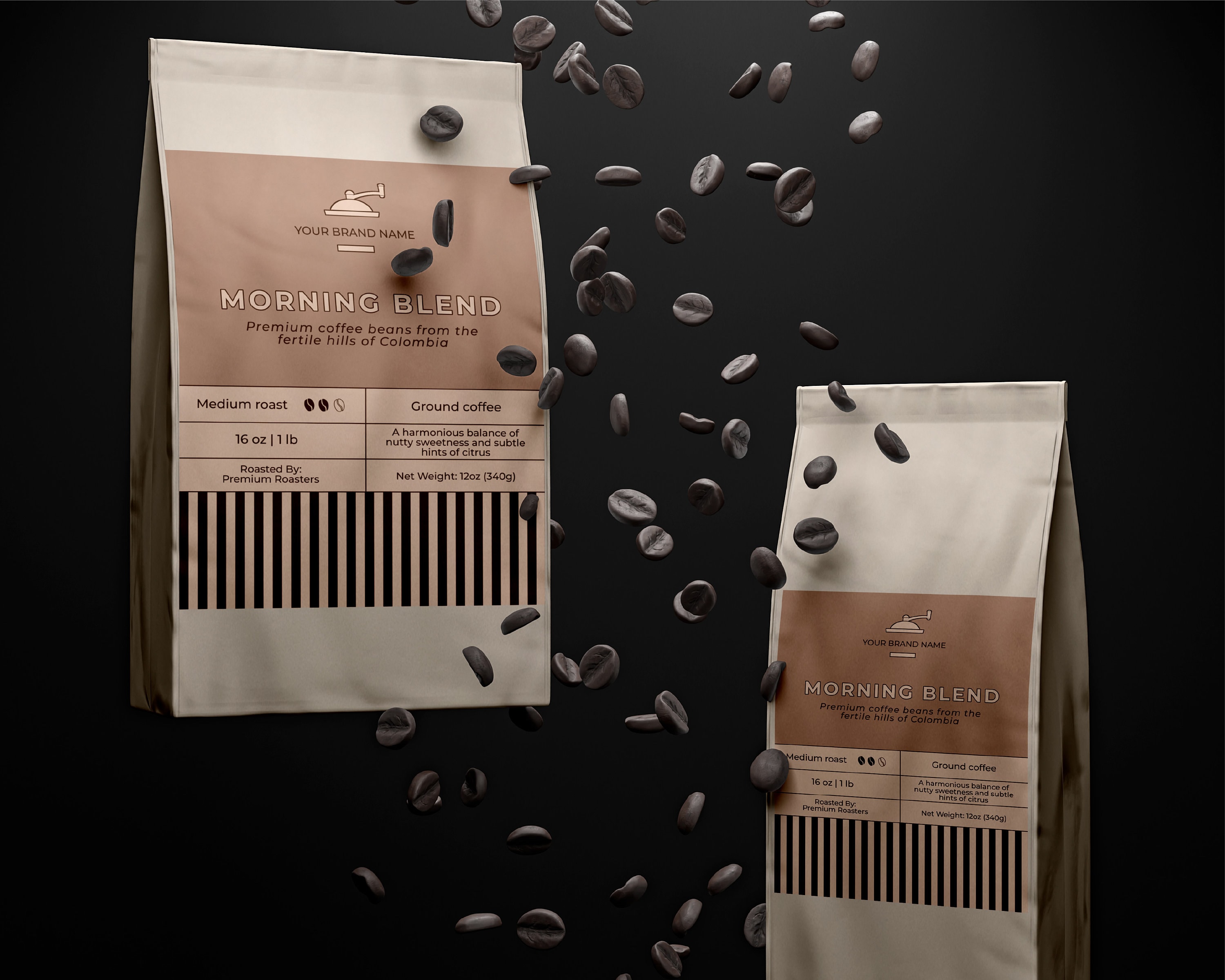 Editable Modern Coffee Bag Label Template, Printable Luxury Coffee ...