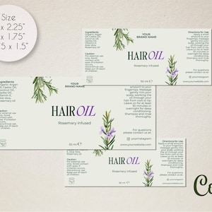 Editable Rosemary Oil Label Template: Custom Hair Growth Serum Sticker ...