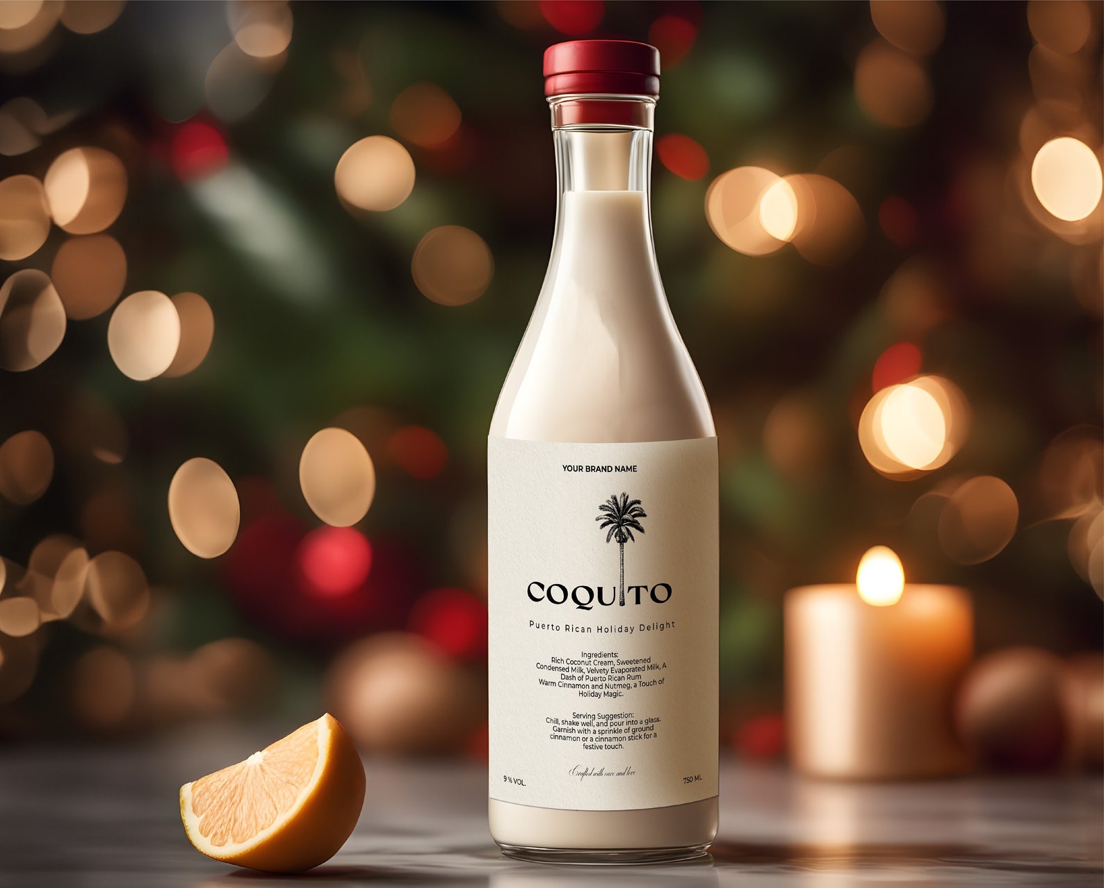 Editable Minimalist Coquito Bottle Label Template, Printable Modern ...