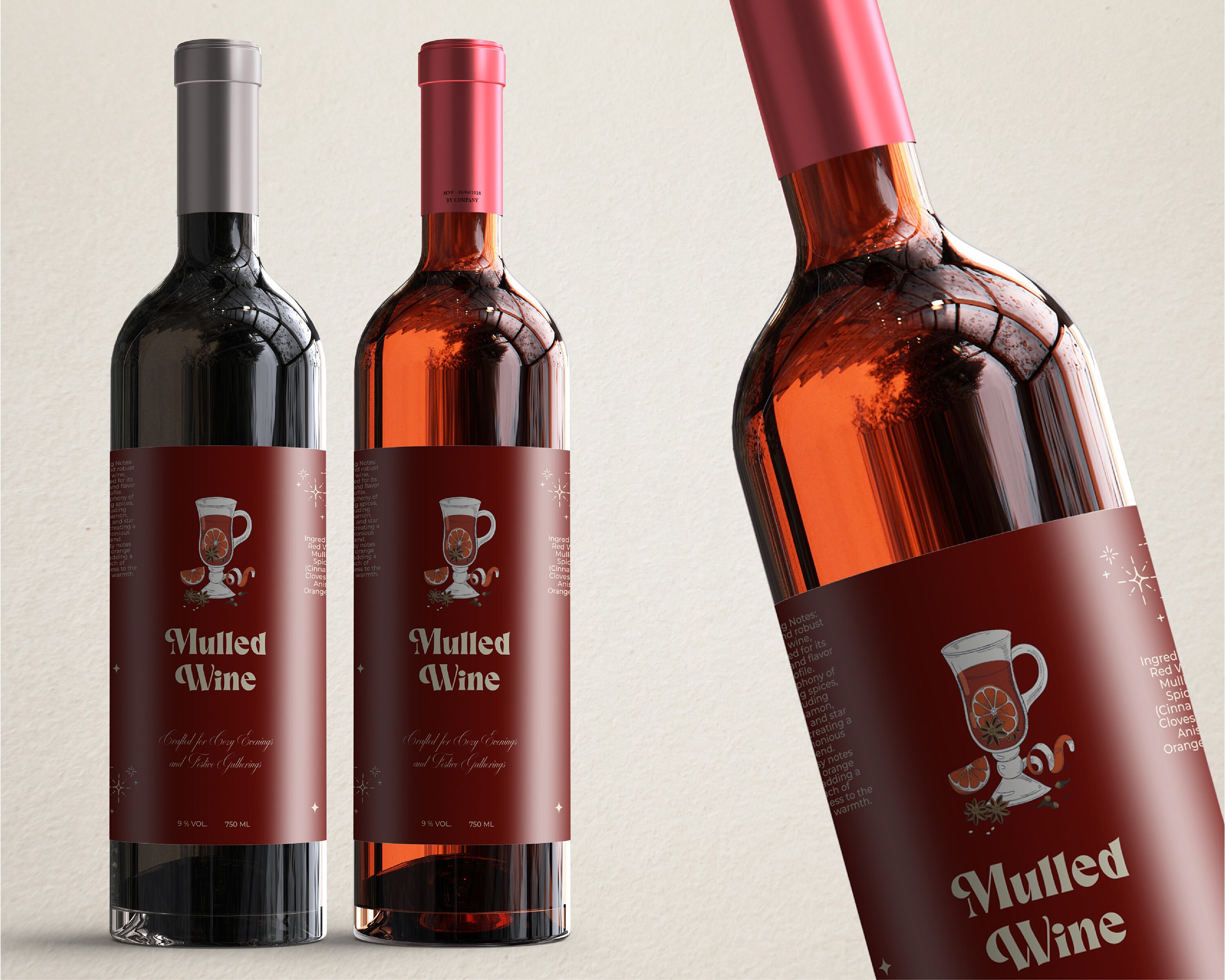 Editable Mulled Wine Bottle Label: Luxury Christmas Sticker (digital ...