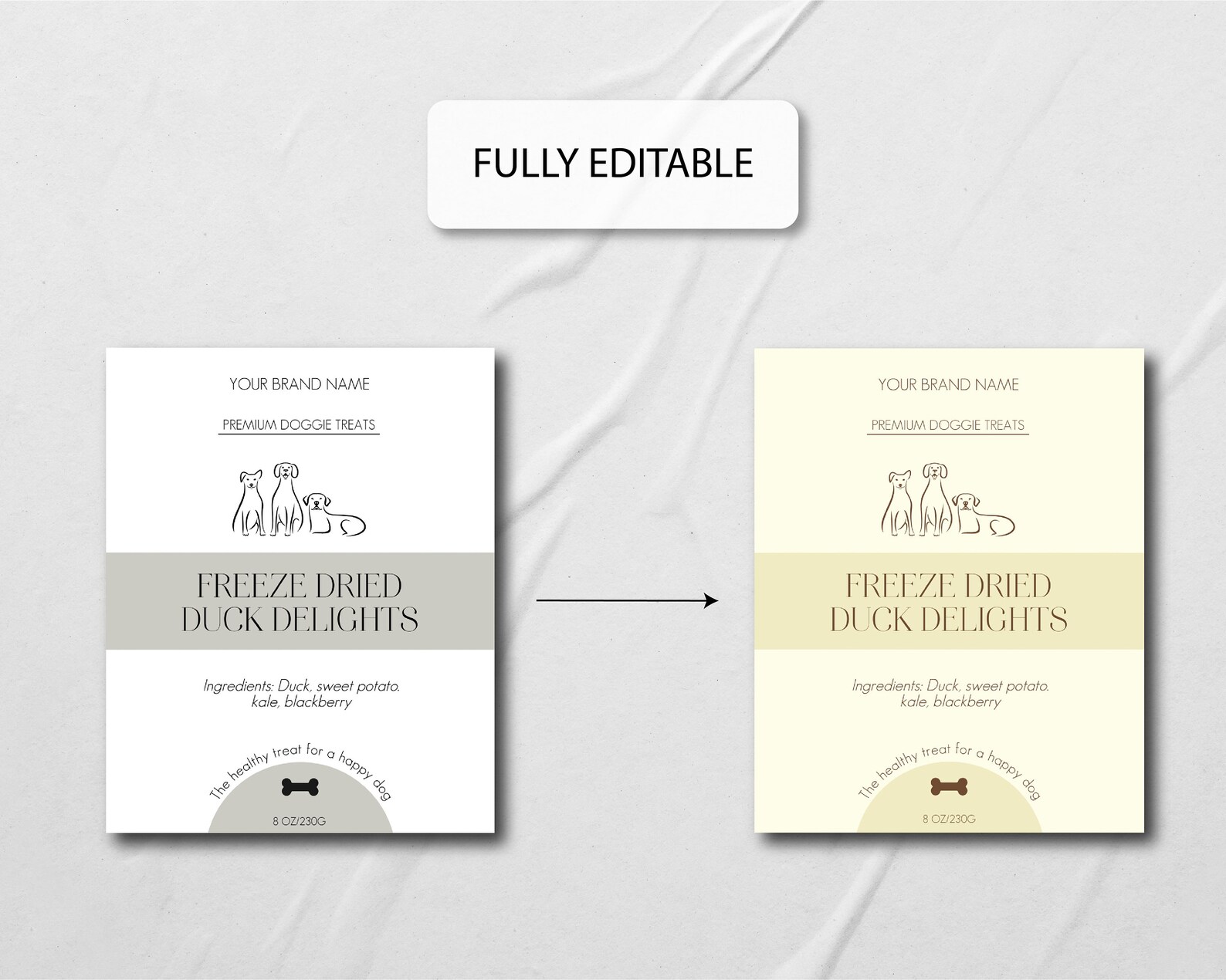 Editable Dog Food Label Template, Minimalist Dog Treats Label Template ...