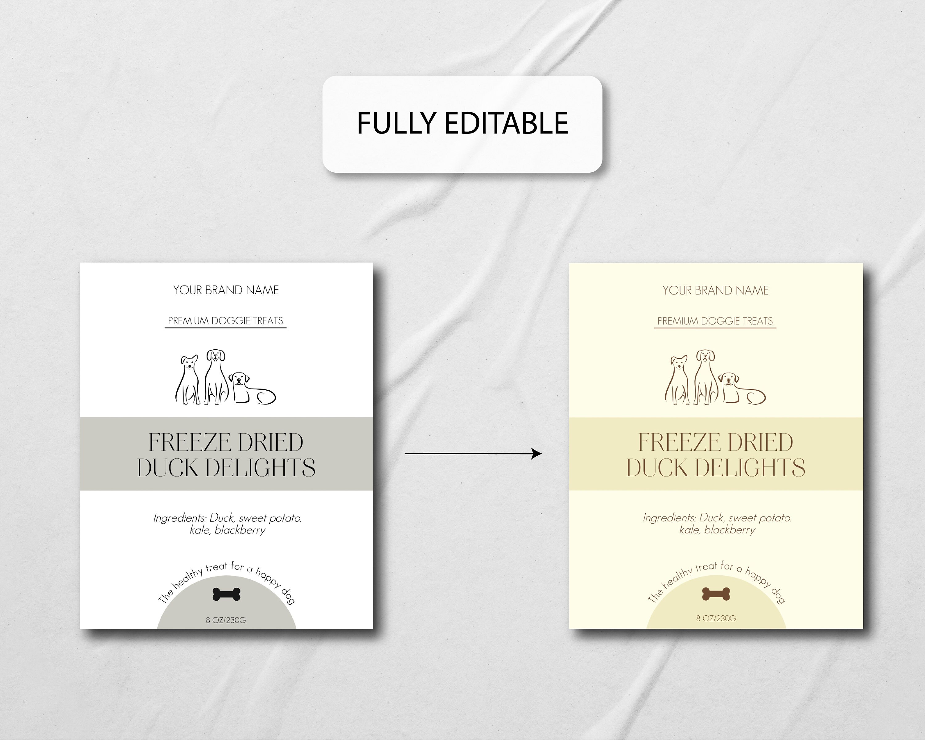 Editable Dog Food Label Template, Minimalist Dog Treats Label Template ...