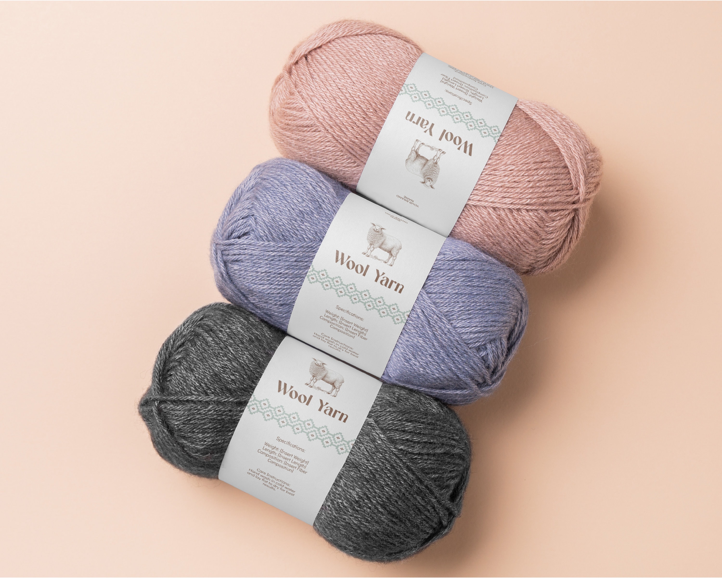 Editable Merino Wool Yarn Ball Label Template, Printable Luxury Hand ...