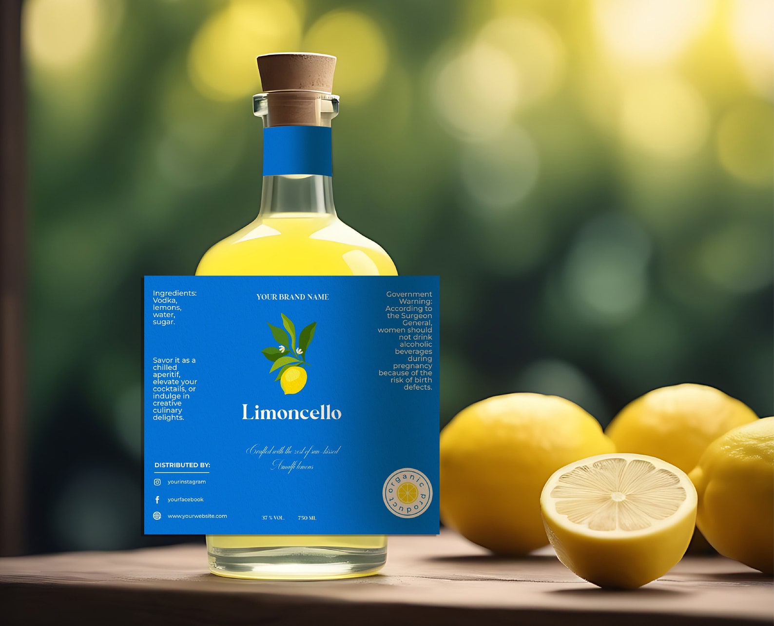 Editable Luxury Limoncello Bottle Label Template, Printable Homemade ...
