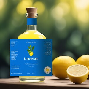 Editable Luxury Limoncello Bottle Label Template, Printable Homemade ...