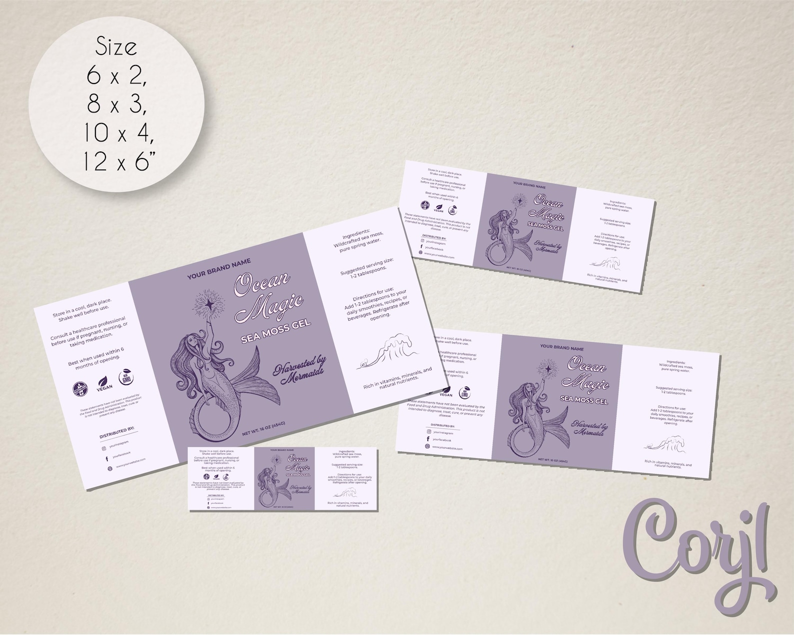 Editable Sea Moss Gel Label Template, Printable Superfood Supplement ...