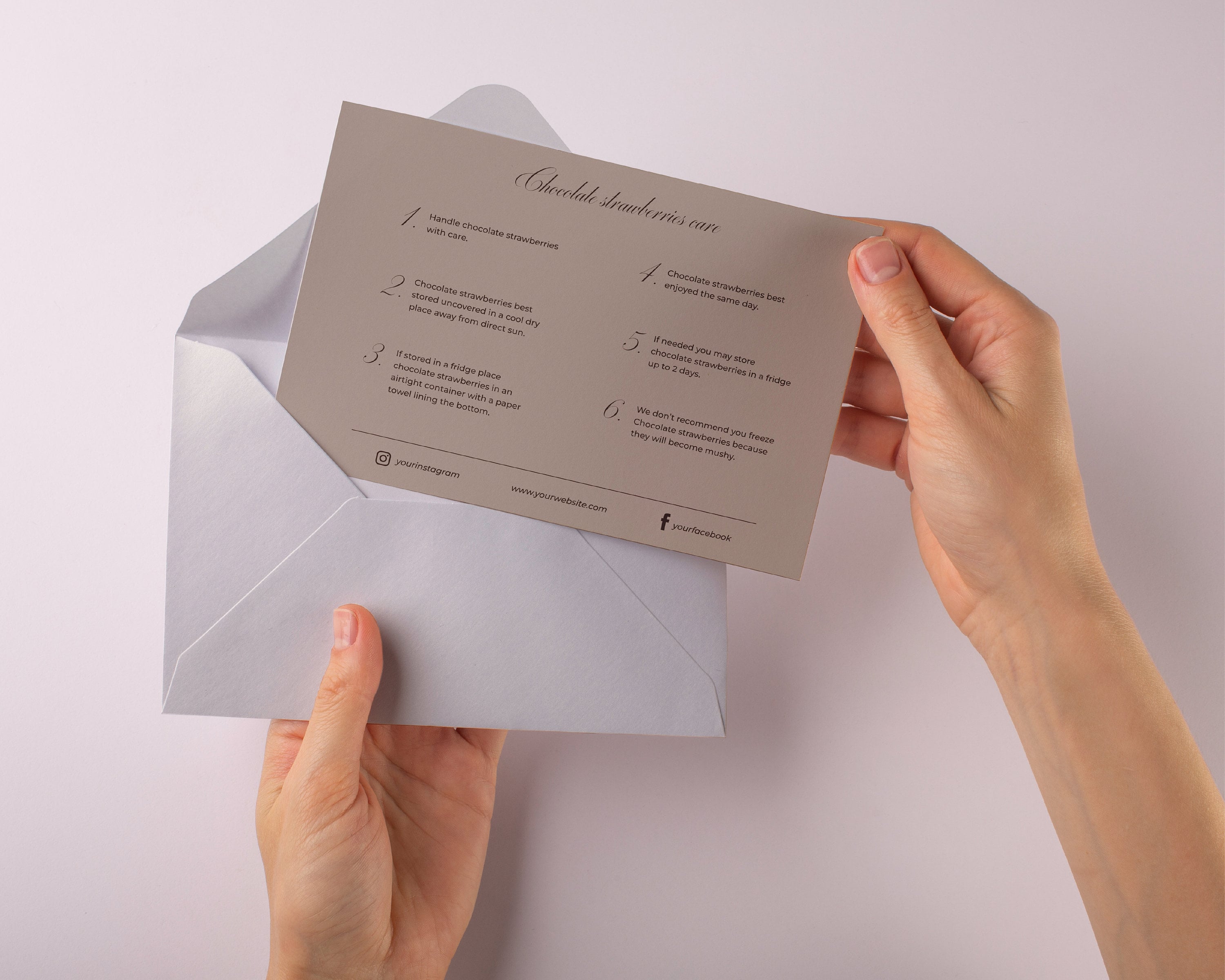 Editable Elegant Chocolate Strawberries Care Card Template, Printable ...