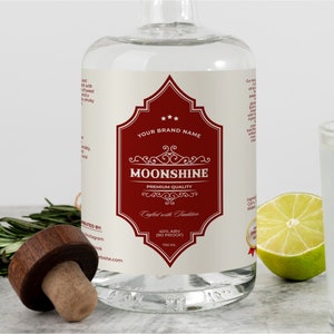 Editable Luxury Moonshine Label Template, Printable Homemade Moonshine Sticker, Custom Alcoholic ...