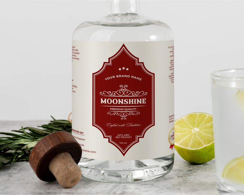 Editable Luxury Moonshine Label Template, Printable Homemade Moonshine ...