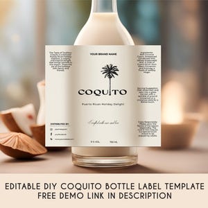 Editable Minimalist Coquito Bottle Label Template, Printable Modern ...