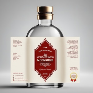 Editable Luxury Moonshine Label Template, Printable Homemade Moonshine ...