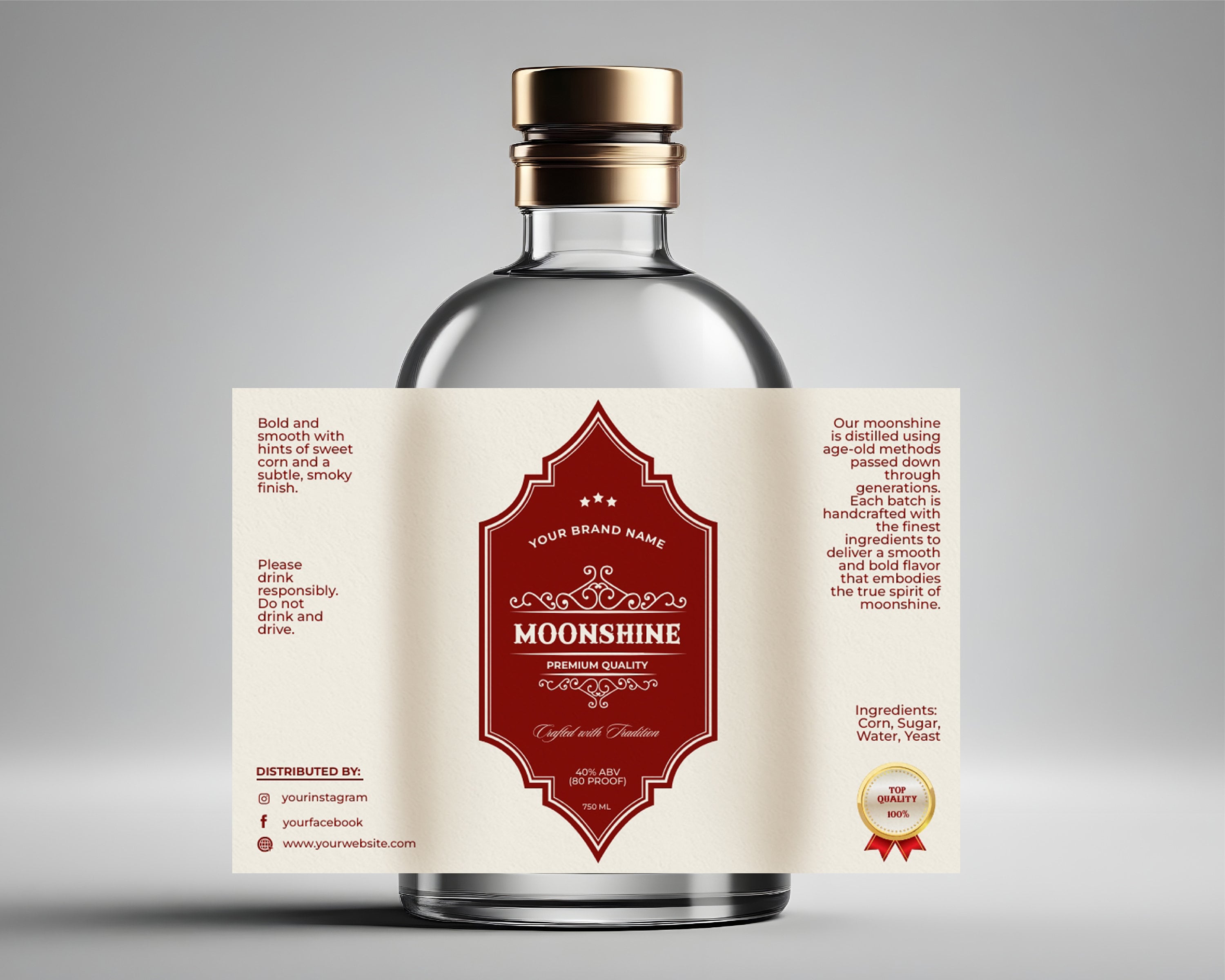 Editable Luxury Moonshine Label Template, Printable Homemade Moonshine ...
