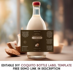 Editable Luxury Coquito Bottle Label Template, Printable Modern ...