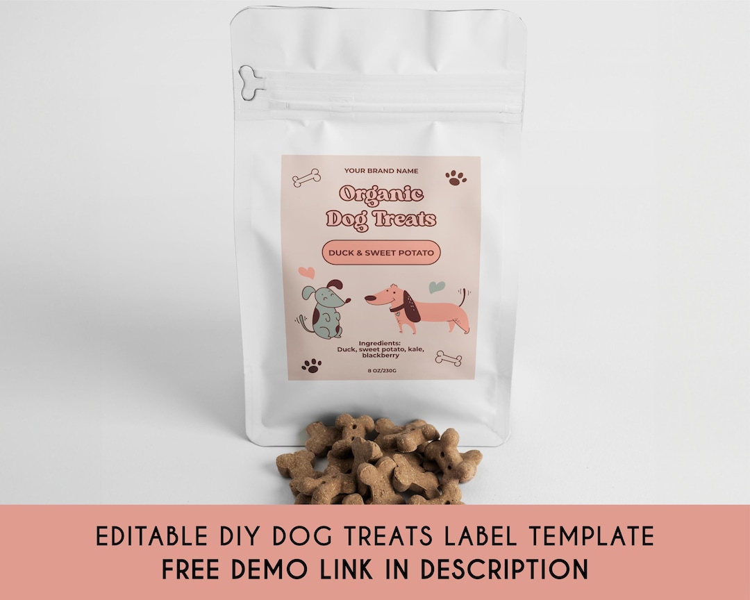Editable Playful Dog Treats Label Template, Printable Whimsical Dog ...