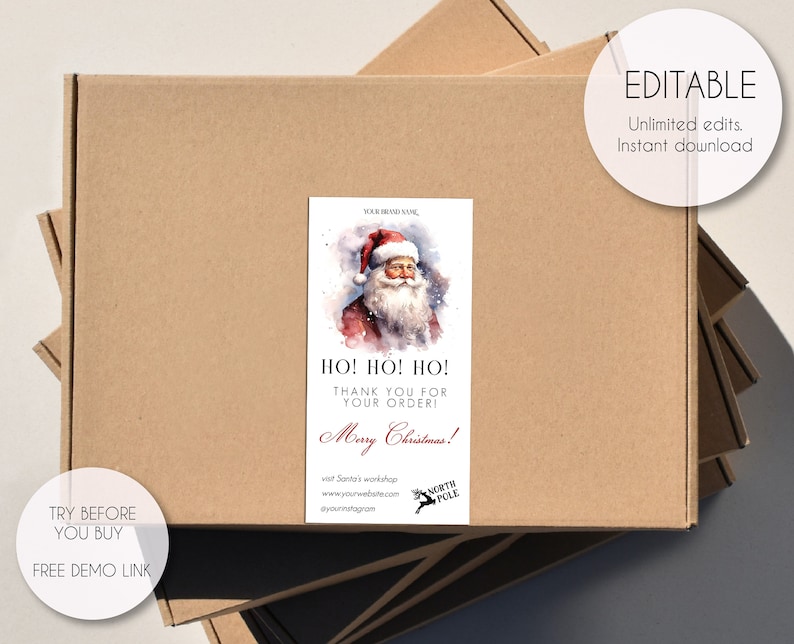 Editable Christmas Box Seal Label Template, Printable Christmas Box ...