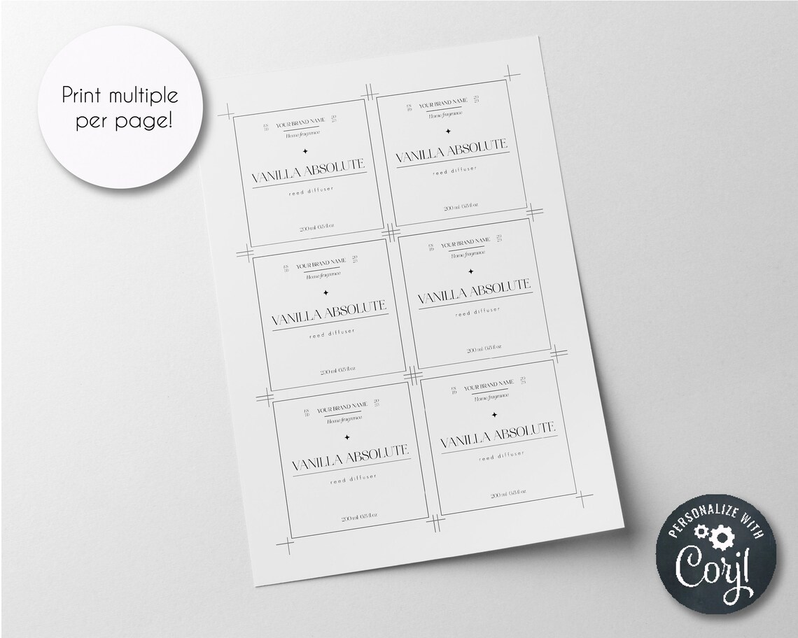 Editable Reed Diffuser Label Template: Minimalist Design (digital ...