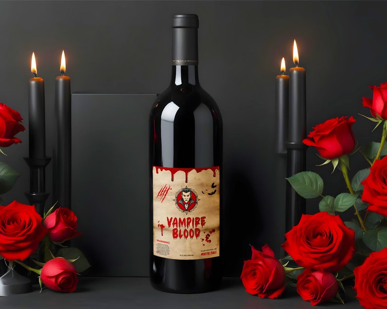 Editable Vampire Blood Wine Bottle Label Template, Printable Halloween ...
