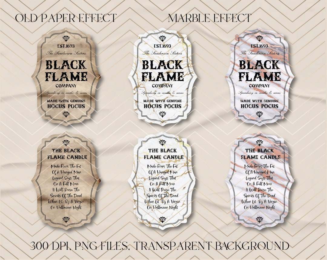 Black Flame Company Candle Label PNG, Sanderson Sisters Witches Witch ...
