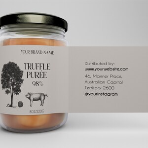 Editable Wrap Around Jar Food Label Template, Customizable Truffle ...