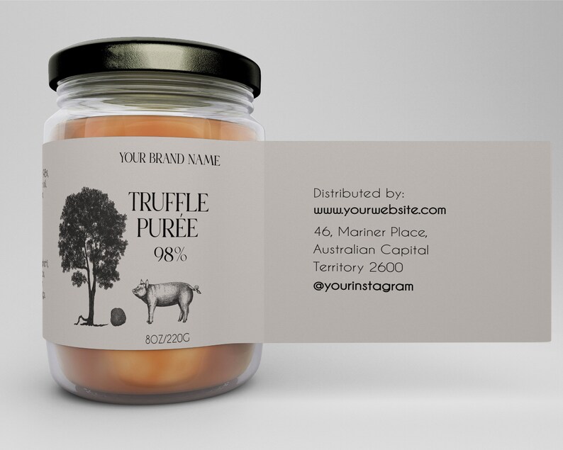 Editable Truffle Puree Jar Label Template: Customizable Food Sticker ...