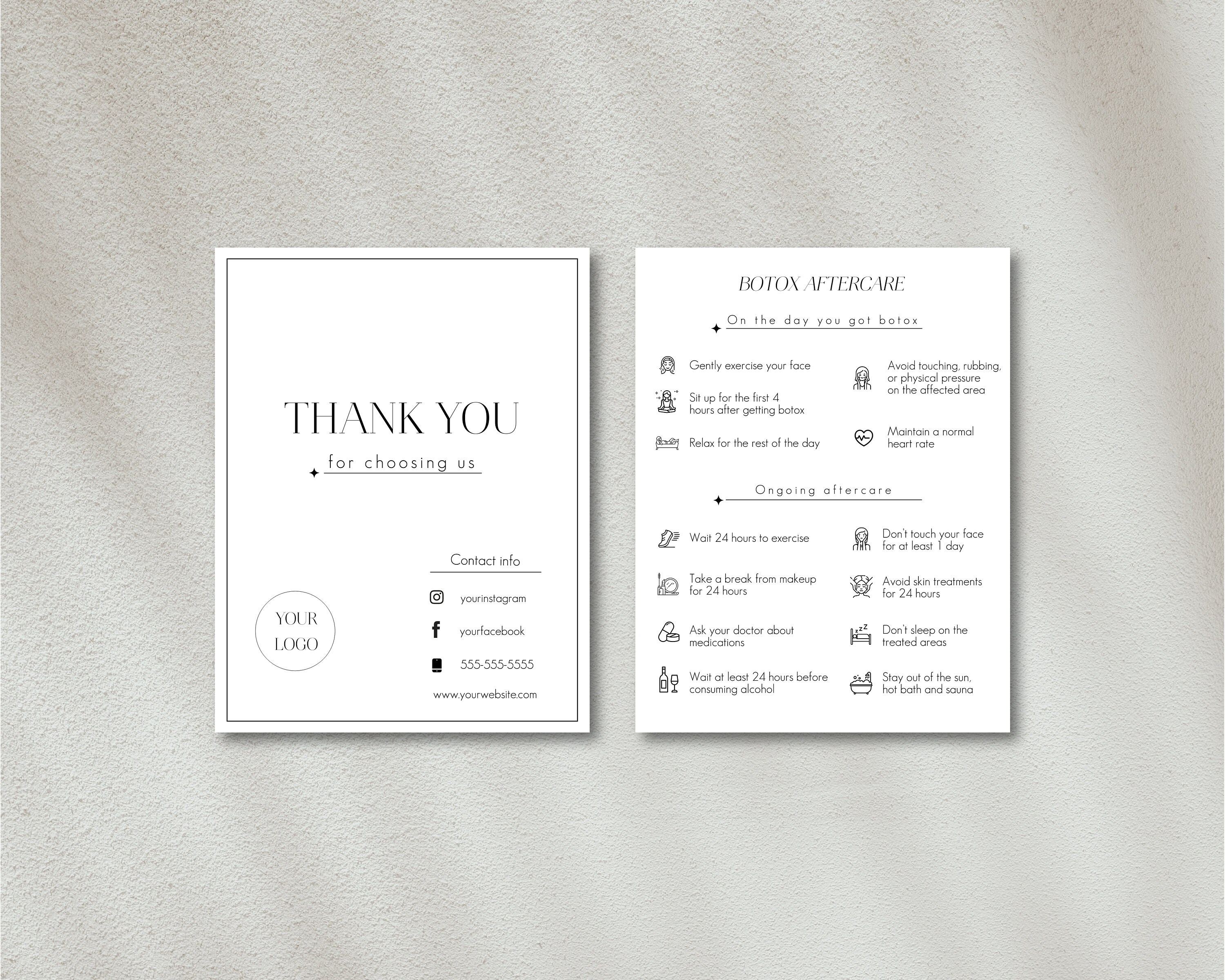 Editable Botox Aftercare Card Template, Custom Minimalist Botox Care ...